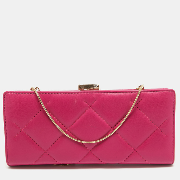 Carolina Herrera | Bags | Carolina Herrera Pink Quilted Leather Frame ...